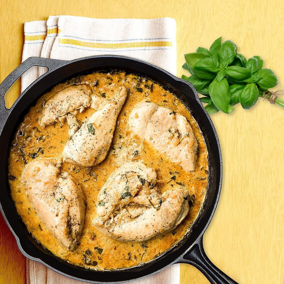 Home Basics 12" Cast Iron Skillet (Black) Frying Pan For Pancakes, Meat, and Fish | Large Skillet For Stovetop and Campfire | Nonstick With Pour Spouts