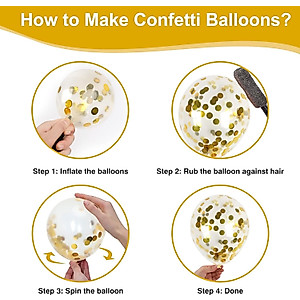 OHugs Gold Balloons - 65 Pcs Set of 12 Inch 40 Metallic Gold Balloons & 20 Confetti Balloons for Baby Shower Decorations, Birthday Party Balloons Wedding Celebrations, Funeral, Engagement, Graduation