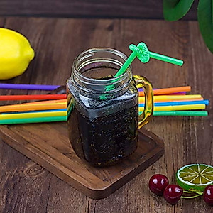[Individually Wrapped] 100 Pcs Colorful Flexible Plastic Straws, Disposable Bendy Straws, 10.2" Long and 0.23'' Diameter, BPA-Free