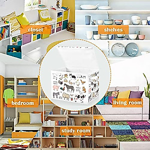 CaTaKu Farm Animals Cute Storage Bins with Lids Fabric Large Storage Container Cube Basket with Handle Decorative Storage Boxes for Organizing Clothes Shelves