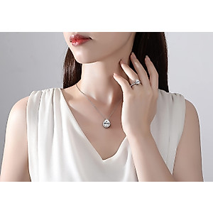 Cremation Jewelry for Women 925 Sterling Silver Teardrop CZ Urn Ashes Necklace Jewelry Memorial Keepsake (Teardrop-shaped)