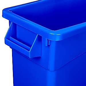 AmazonCommercial Rectangular Commercial Slim Trash Can, w/Recycle Logo, 23 gallon (Pack of 1), Blue