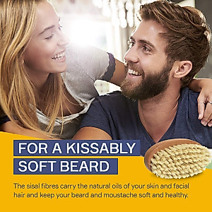 Seven Potions Vegan Beard Brush for Men — 100% Sisal Plant Fibre & Pear Wood — Firm Bristles to Gently Tame/Soften/Exfoliate – 100% Natural, Non-Synthetic