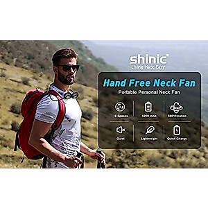 5000mAh Neck Fans Portable Rechargeable Prime, Battery Operated Neck Fan for Women, Lasts 26 Hours, Fast Charge, 6 Speeds Hand Free Fan, Personal Cooling Fan, Wearable Fan for Sports Travel Camping