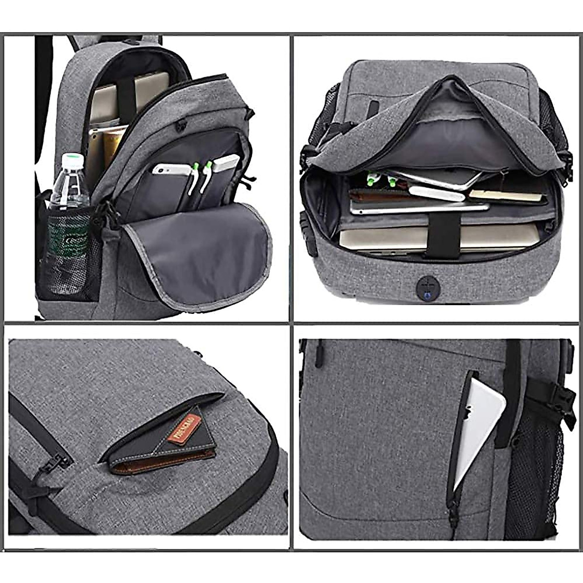 KOLAKO Travel Backpack Waterproof Large Sports Basketball Bookbag Backpack Anti Thief Business Backpacks Daypack Fit 17.3 Inch Laptop Gray