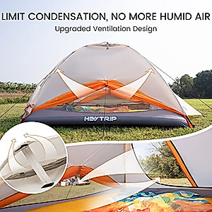 HEYTRIP Backpacking Tent 2 Person Ultralight Camping Tent with Removable Rainfly, Two Doors Waterproof Camp Tents for Hiking & Family Camping, Beige