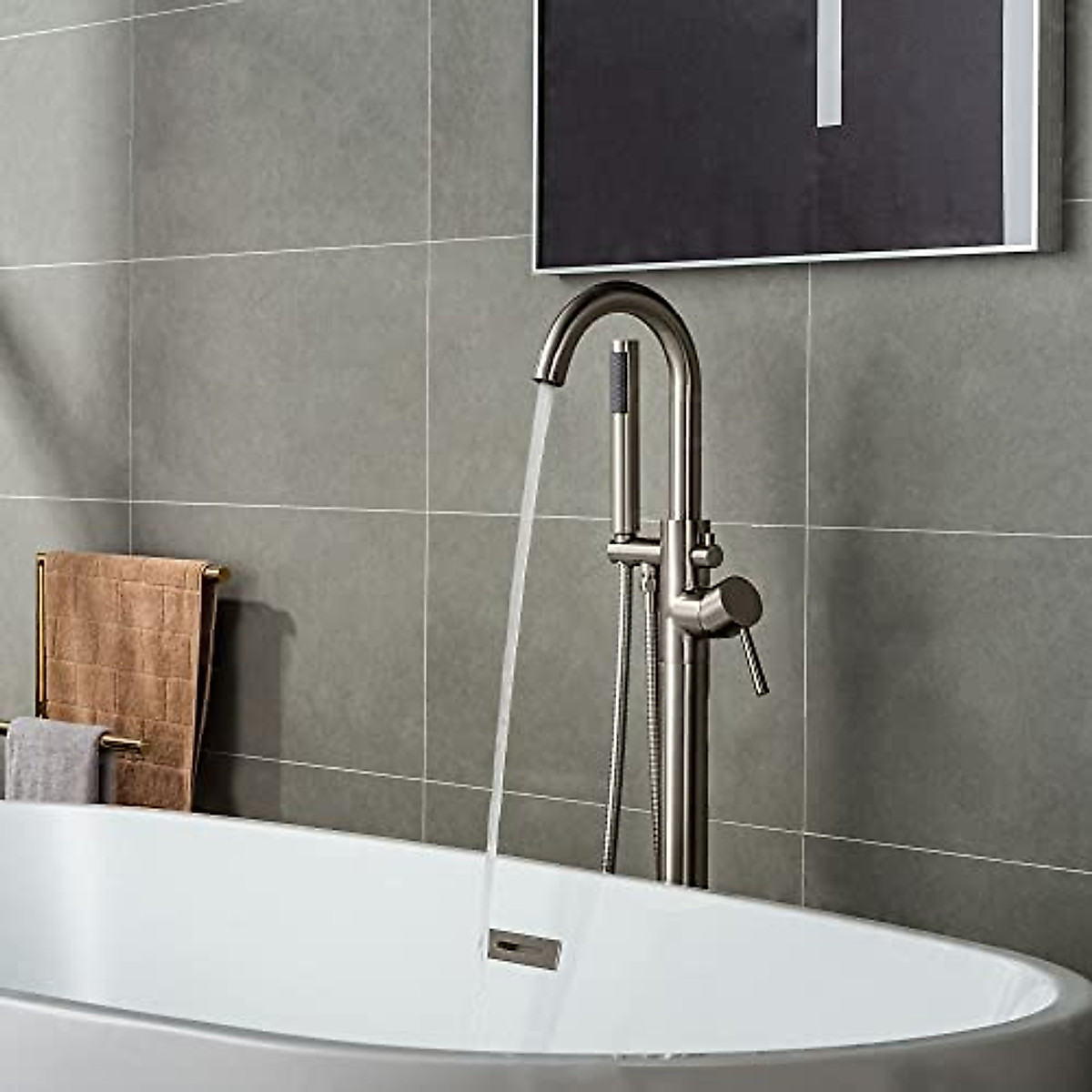 WOODBRIDGE F 0001 F0001BN Faucet, (L) 10 3/4" x (W) 6-1/4" x (H) 43-7/8, Brushed Nickel