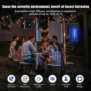 Wayrenjoy Bug Zapper Outdoor, Electric Mosquito Zapper, 20W Bulb IPX4 Waterproof Indoor Mosquito Killer Lamp 4200v Grid Fly Zapper for Home Kitchen Bug Light Moth Zapper Outdoor Backyard Garden Camp
