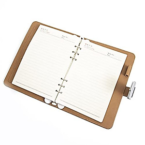 Fingerprint Lock Journal Writing Notebook. Leather Fingerprint Lock Diary A5 Security Business Conference Notebook with 6 Ring Binder Refillable Diary Notepads, Vintage Business Planner Personal Organizer, Agenda for Men /Women. (Mazarine)