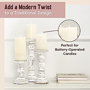 Candle Holders for Pillar Candles - Large Candle Holders Tall Candle Holders for Pillar Candles - Wooden Candle Holders Pillar Compatible With Battery-Operated Candles - Pillar Candle Holders Set of 3