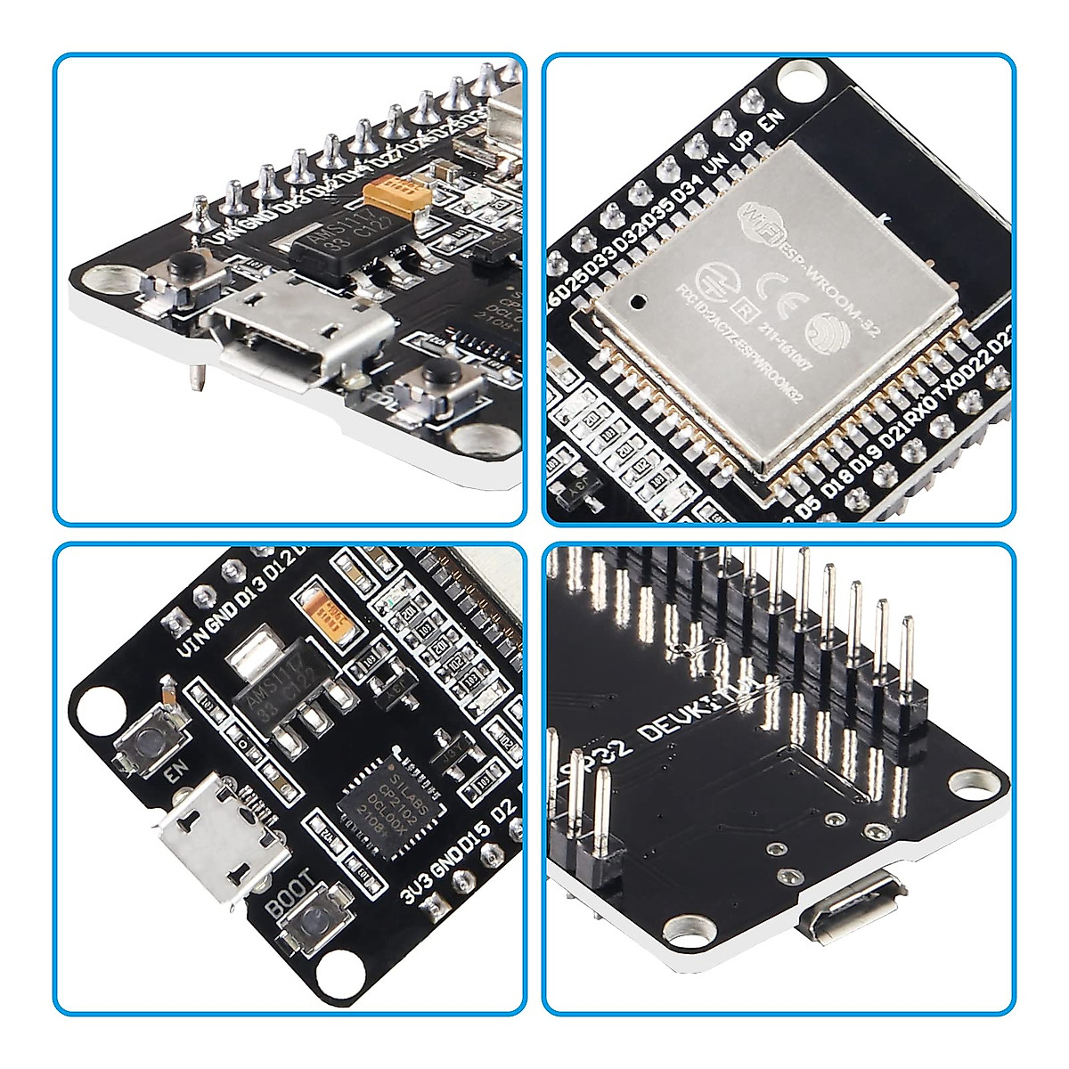 Diitao 2PCS ESP32 ESP32S ESP-WROOM-32 Development Board,NodeMCU 2.4GHz Dual-Core WLAN WiFi +Bluetooth 2 Function Microcontroller (ESP32 30PIN)
