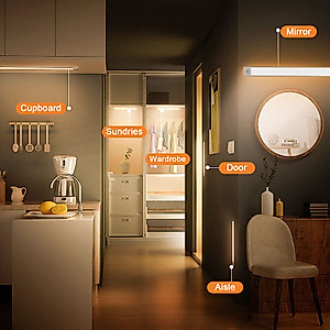 Holen Darrel Under Cabinet Lights Motion Sensor Light Wireless Battery Powered LED Counter Closet Lighting, USB Rechargeable Night Light for Kitchen Hallway Stairway Wardrobe Vanity 2 Pack 11.8 inch