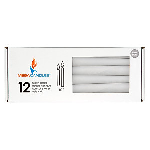 Mega Candles 12 pcs Unscented Silver Taper Candles, Hand Poured Wax Candle 10 Inch x 7/8 Inch, Home Décor, Wedding Receptions, Centerpieces, Birthdays, Celebrations, Romantic Events, Holders