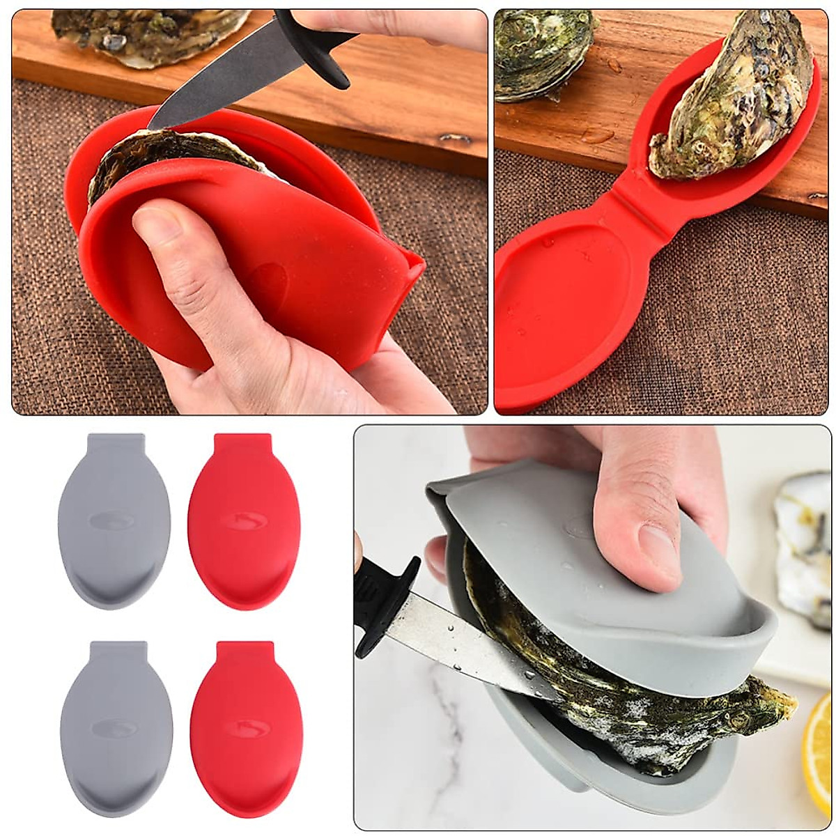 Hemoton 4pcs Silicone Oyster Clip Silicone Oyster Opener Clam Shucking Tools Oyster Shucker Oyster Shucking Tool Shellfish Opening Tool Oyster Shucking Hand Clip Oysters Shucking Tool