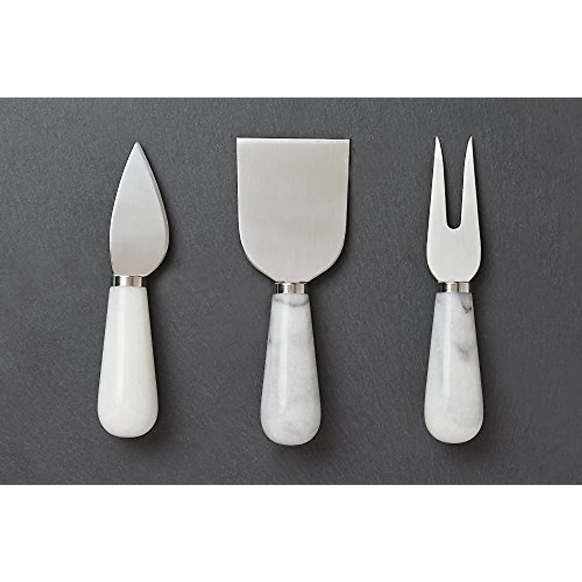 Fox Run Premium 3-Piece White Marble Cheese Knife Set, 1.5 x 4.25 x 6.75 inches