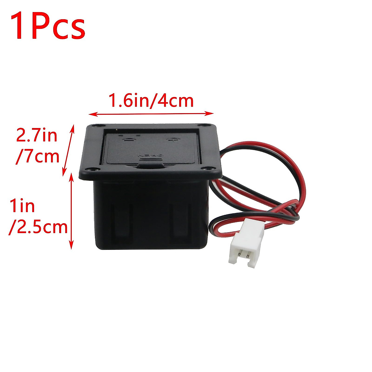 Geesatis 1 pcs 9V Battery Box Case Holder Guitar Plastic 2-Pin Black Pickup Battery for Guitar Bass Pickup Replacement Tool, No Terminal