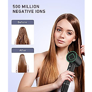 Hair Dryer - 150000 RPM High-Speed Brushless Motor Negative Ionic Blow Dryer for Fast Drying, Low Noise Thermo-Control Hair Dryers with Magnetic Nozzle, Perfect for Gifts