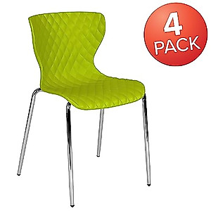 Flash Furniture 4 Pack Lowell Contemporary Design Citrus Green Plastic Stack Chair