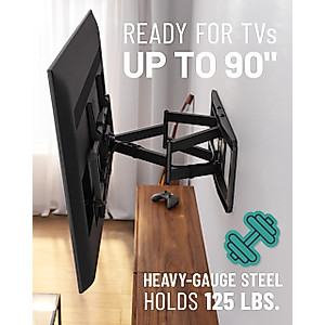 ECHOGEAR TV Wall Mount for Large TVs Up to 90" - Full Motion with Smooth Swivel, Tilt, & Extension - Universal Design Works with Samsung, Vizio, LG & More - Includes Hardware & Wall Drilling Template