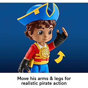 Fisher-Price Santiago of the Seas Pirate Toy Talking Santiago Figure with Lights for Preschool Pretend Play Ages 3+ Years