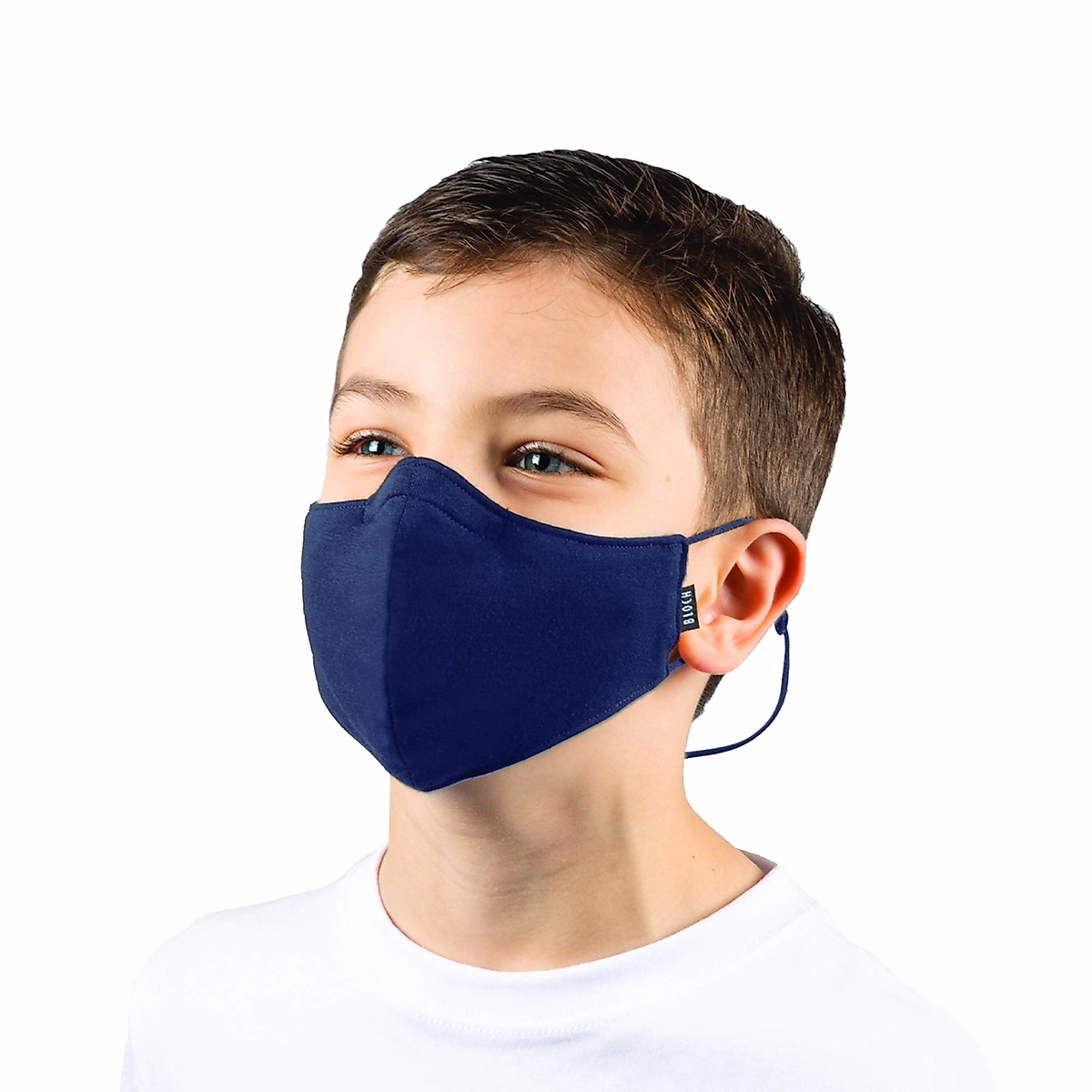 Bloch Kids' Children's Soft Stretch Reusable Face Mask with Lanyard and Moldable Nose Pad, Navy, One Size (Pack of 3)