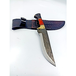 14.56" Forged Steel Bowie Knife with Leather Case , Handmade Hunting Knife For Men , Camping Knife , Utility Knife , Full Tang Blade Knife , Tactical Fixed Blade