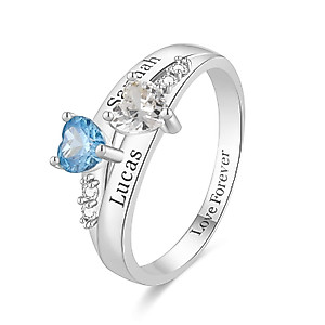 RESVIVI Mothers Ring with 2 Birthstones Personalized Mom Ring Custom 2 Name Promise Rings for Women Mothers Day Jewelry Gift for Mom Grandmother Mothers Day Gift