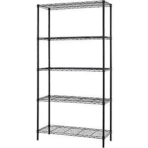 14‘’Dx36''Wx72''H Storage Shelves Wire Shelving Unit with Wheels Steel 5 Tier Heavy Duty Layer Rack Storage Metal Shelf Garage Organizer Wire Rack Shelves Adjustable Utility 1250 LBS Capacit，Black
