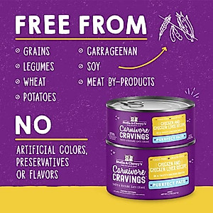 Stella & Chewy’s Carnivore Cravings Purrfect Pate Cans – Grain Free, Protein Rich Wet Cat Food – Chicken & Chicken Liver Recipe – (2.8 Ounce Cans, Case of 24)
