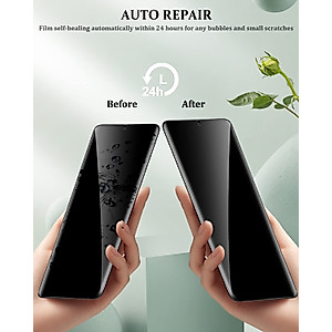 Kanosan for Galaxy S23 Ultra Privacy Screen Protector with Black Aluminium Alloy Camera Lens Protector, Anti-Spy Flexible TPU Film [Support Fingerprint ID] for Samsung Galaxy S23 Ultra 5G