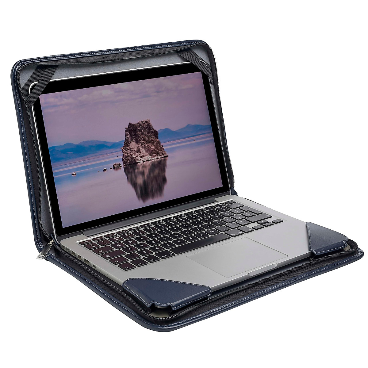 Broonel Blue Leather Laptop Messenger Case - Compatible with ASUS Vivobook 16 M1603QA 16.0 WUXGA Laptop