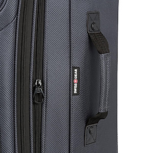 SwissGear Sion Softside Expandable Roller Luggage, Dark Grey, Checked-Large 29-Inch