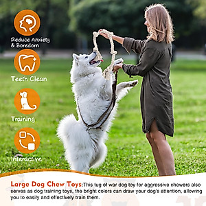 Glimin 4 Pcs Natural Cotton Rope Dog Toys White Tough Dog Rope Toy for Aggressive Chewers Interactive Knot Dog Toys for Large Dog Tug of War Dog Toy Heavy Duty Pet Supplies for Teeth Cleaning