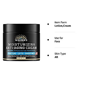 Men's Face Moisturizer Cream - Anti Aging & Wrinkle - Made in USA - Collagen, Hyaluronic Acid, Vitamins E & A, Avocado Oil - After Shave Lotion - Age Facial Skin Care - Day & Night Moisturizing, 2 oz
