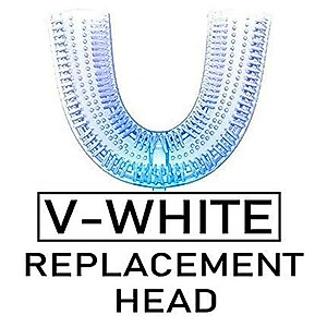 V-White U-Shaped Replacement Head for Ultrasonic Toothbrush — Food Grade Silicone Head with Bristles to Clean Between Teeth — Mouthpiece for Oral Hygiene and Preventive Care — Adult (1-Pack)