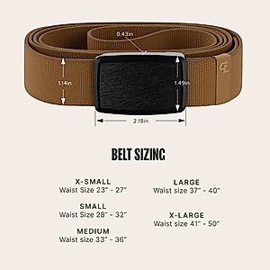 Groove Life Groove Belt Low Profile Midnight/Buck - Men's Stretch Nylon Belt with Magnetic Aluminum Buckle, Lifetime Coverage - Large (37-40")