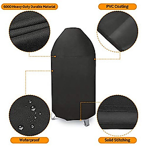 Stanbroil Premium Cover for 22" Smokey Mountain Cooker, Round Smoker Grill Cover Replaces Weber Part # 7201 and 99915, Black