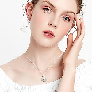 MEIDERBO Dinosaur Necklace 925 Sterling Silver I Love You Forever Dino Heart Pendant Necklace Dinosaur Jewelry Gifts for Women Mom Daughter