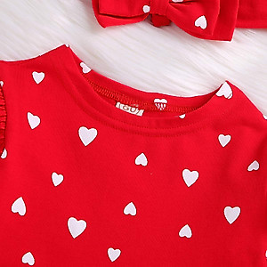 itkidboy Toddler Baby Girl Dress Valentine's Day Clothes Long Sleeve Love Printed Sundress Party Princess Dress (12-18 months) A-red