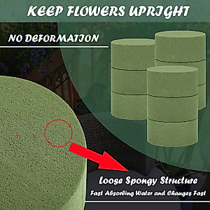 TAOPE 15 PCS Floral Foam, Green Styrofoam Block for Artificial Flowers, Round Wet & Dry Foam Bricks, Florist Foam for Flower Arrangements