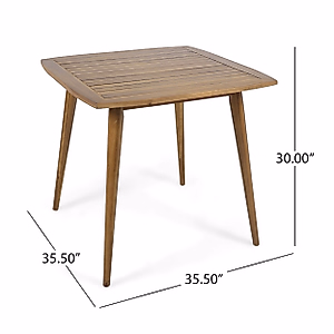 GDFStudio Indoor Square Acacia Wood Dining Table, Teak