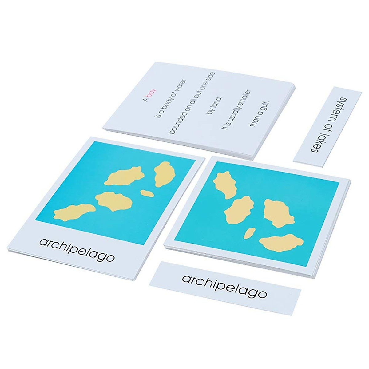 Kghios Land and Water Form Cards Set- Montessori Materials for Kids Geography Educational Tools Preschool Early at Home Learning Toys