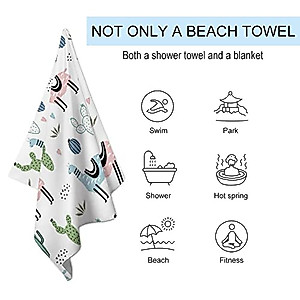 My Little Nest Bath Towels Quick Dry Bathroom Towels Cute Llama Cactus Elements Absorbent Shower Towels Soft Hand Towel Wash Cloths for Spa Pool Hotel Gym 31" x 51"