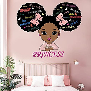 Black Girl Magic Inspirational Wall Decals Quote I'm Kind Princess Wall Sticker Pink Motivational Saying Positive Words Wall Stickers for Nursery Playroom Bedroom Living Room Wall Decor
