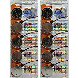 Maxell or Sony CR2025 - 2 Packs of 5 Premium Batteries USA + 1 Free CR2025