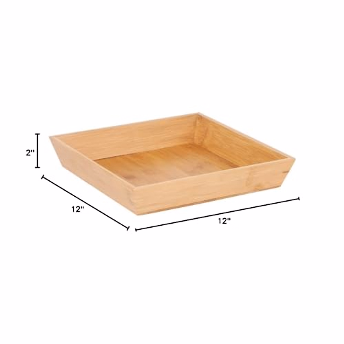 GET - BAMTRY-05 BAMTRY-02 Rectangular 2" Deep Bamboo Serving Tray, 12" x 12"