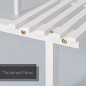 MoNiBloom 3 Tier Corner Stair Plant Stand, Bamboo Quarter Round Plant Display Holder Stair-Step Shelf Multifunctional Plant Support for Indoor Outdoor, White