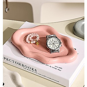 Ceramic Jewelry Dish for Women, Jewelry Tray Trinket Dish Vanity Tray, Cloud Jewelry Plate, Watch Keys Tray Ring Dish Holder for Mother's Day/Christmas/Thanksgiving/BirthdayGift, Spotted Pink