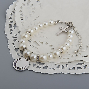 KUIYAI Goddaughter Pearl Bracelet First Communion Bracelet Christening Gift (Goddaughter pearl bracelet)