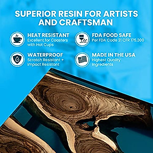 Epoxy Resin Art Resin Crystal Clear Formula- The Artist's Resin for Coating, Casting, Resin Art, Geodes, Tabletop, Bar Top, Live Edge Tables, River Tables- Non-Toxic -1 Gallon Kit